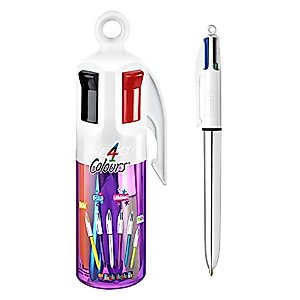 BIC 4 Colours Ball Pens - Purple Pen Holder of 6