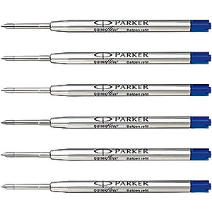 Parker QuinkFlow Ballpen Medium Point Blue Ink Refill Pack of 6-Refills(1782470)