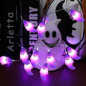 DYTesa Halloween Solar String Lights, 21.3 Ft 30 LED Milky White Ghost LED Lights IP65 Waterproof for Halloween Outdoor Indoor Party Decor, Patio, Lawn, Garden, Yard