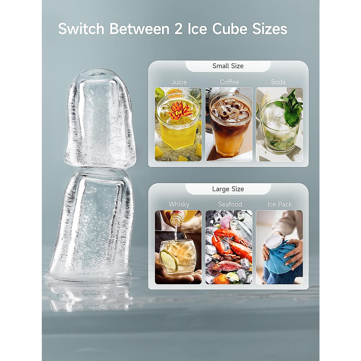 HiCOZY Ice Maker Countertop,Ice in 6 Mins, 24 lbs/Day, Portable & Compact Gift with Self-Cleaning,for Apartment/Under Cabinet/Kitchen/Office/Camping/RV/Home Bar （Light Black）