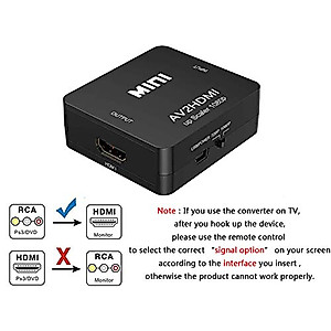 Amtake RCA to HDMI Converter, 1080P RCA Composite CVBS AV to HDMI Video Audio Converter Adapter Compatible with N64 Wii PS2 Xbox VHS VCR Camera DVD, Support PAL/NTSC with USB Power Cable