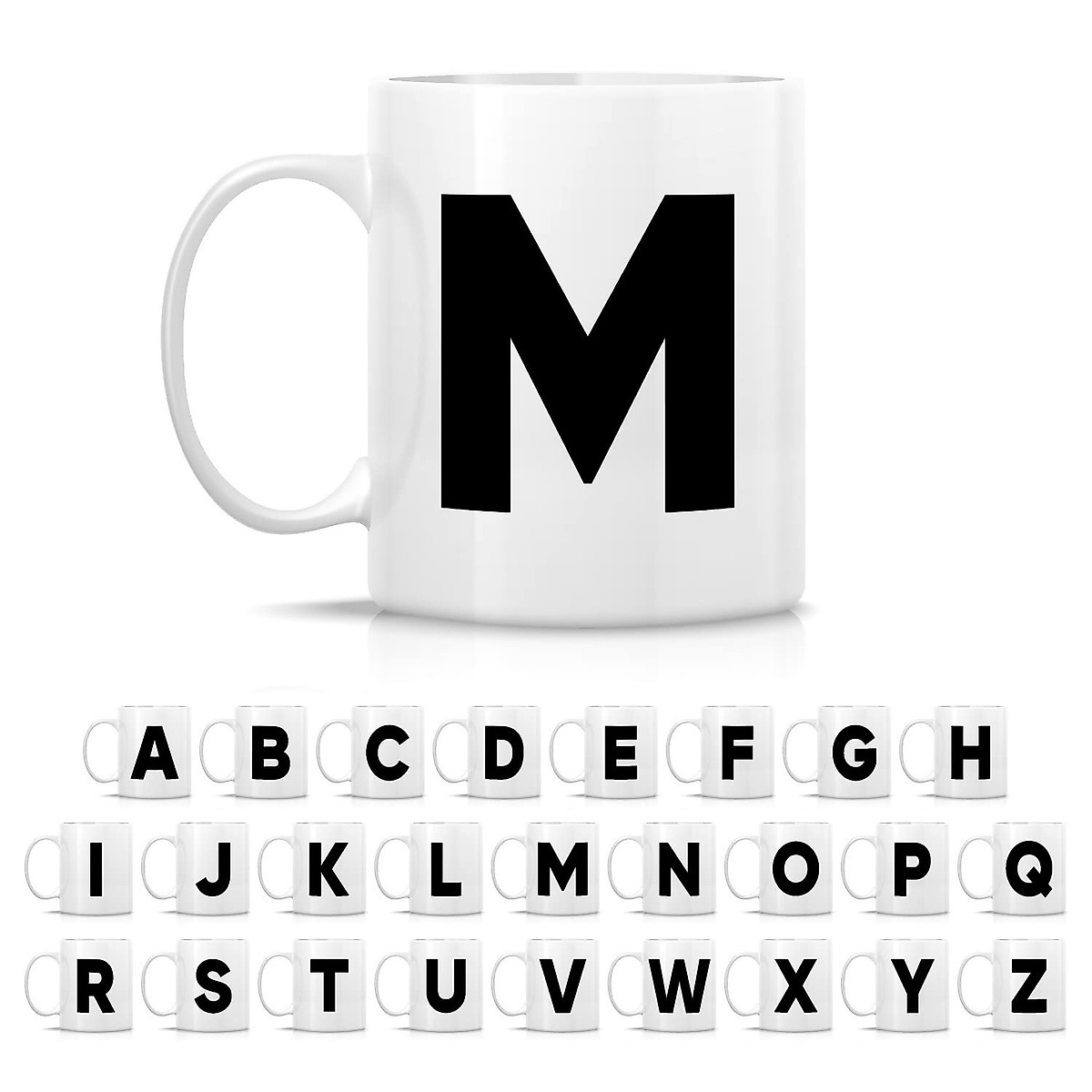 Retreez Initial A-Z Alphabet Monogrammed Monogram Mug 11 Oz Ceramic Tea Coffee Mugs - Graduation Appreciation Thank You Holiday Birthday Gifts for her friend coworker mother father sister - M Initial
