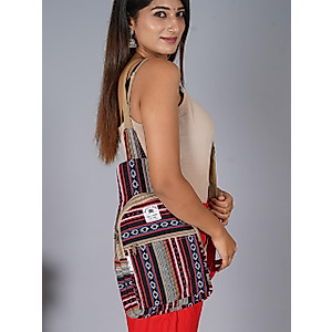 Marubhumi Hemp Sling Small Cross Body Bag Shoulder Backpack Adjustable Strap Men and Women Bag Lightweight Dayack