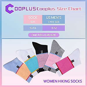 COOPLUS Womens Athletic Crew Socks Performance Cushioned Outdoor Hiking Moisture Wicking Socks (5 Pairs)