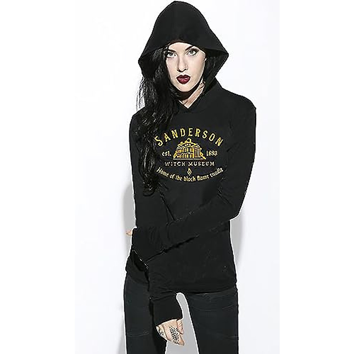 LYEIAO Halloween Fashion Hoodie for Women Halloween Hocus Pocus Tshirt Pumpkin Face Graphic Long Sleeve Top Pullover(Black4,M)