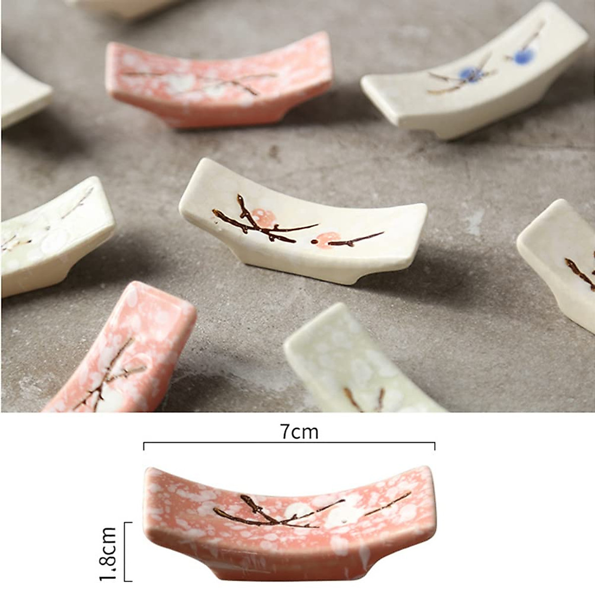 Chopsticks Display Holder 8Pcs Ceramic Chopsticks Rest, Japanese Style Chopsticks Holder Paint Brush Stand Holder Set Spoon Forks Tableware Rest Japanese Chopsticks Holder(Random Color)