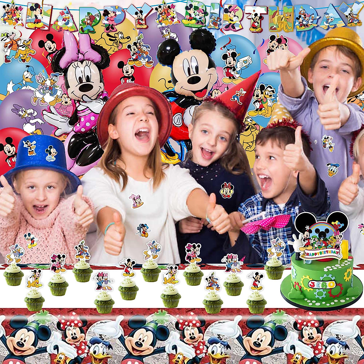 Mouse Birthday Party Supplies, Mouse Birthday Party Decorations Include Banner, Foil Balloons, Tablecloth, Latex Balloons, Stickers, Hanging Swirls, Mouse Party Favors for Fans