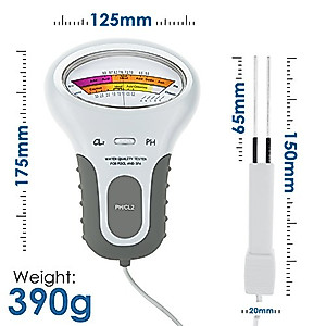 Portable 2 in 1 Water Quality PH and Chlorine Level CL2 Tester Meter for Swimming Pool Spa Drinking Water Quality Analysis Monitor PH CL2 Chlorine Tester