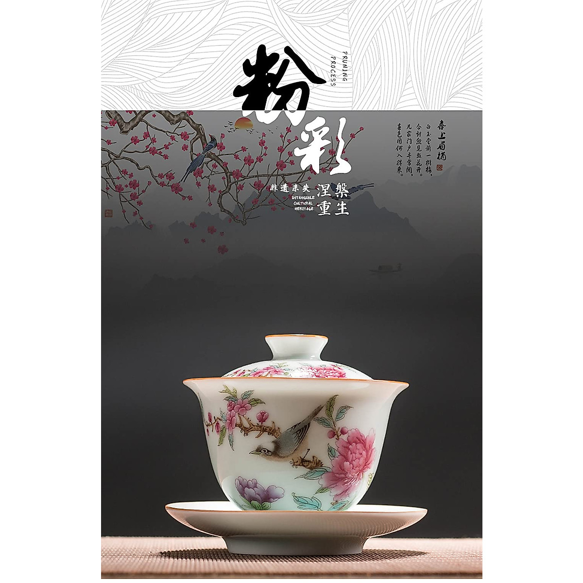 PAYNAN Chinese Tea Bowl Gaiwan Ceramic Porcelain Flower Tea Tureen Drinkware Home Decor Crafts