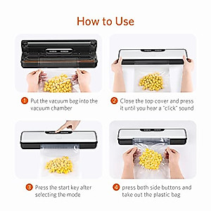 BEYUAM Vacuum Sealer, Food Saver Vacuum Sealer Machine with Auto&Manual Options for Food Storage, 5 in1 Food Vacuum Sealer with Dry&Moist Modes, LED Indicator Lights, Compact Design, Includes 15PCS Vacuum Seal Bags,1 Air Suction Hose, 1Cutter …