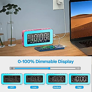 Super Loud Alarm Clock for Heavy Sleepers Adults, Teenagers, Teens, Kids, Digital Alarm Clock with 8 RGB Night Lights, 0%-100% Dimmable, Sleep Aid, Dual Alarms, Snooze, USB Charger, Ideal for Gift