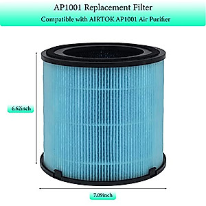 Nyingchi AP1001 Replacement Filter,Compatible with AIRTOK® AP1001 Air Purifier. 5-Layer Purification System H13 Ture HEPA Filter,2-Pack