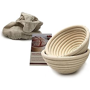 OURVER 5 Inch Round Bread Proofing Basket Sourdough Leavened Rattan Bowl for Artisan Bread Home Baking 2-Pack