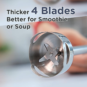 Magiccos Immersion Stick Hand Blender - 9 Speeds Contorl, Slim Stick Blender Wand, 350W DC Motor, For Shakes and Smoothies, Puree Baby Food & Soup, Whisk & Milk Frother Attachments(Red)