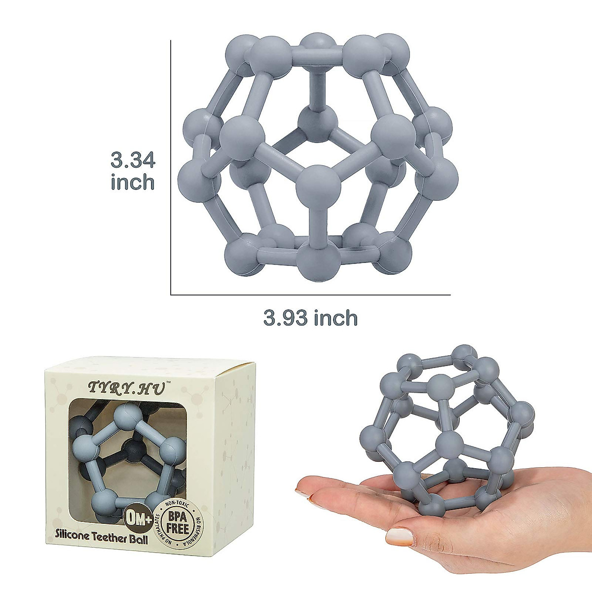 Baby Teethers Toys Silicone Soft Ball Easy to Hold Teether for Sensory Ball Exploration & Teething Stress Relief Molar Ball Soothing Teether Toy Baby Ball for Ages 0 Months+