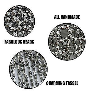 DEMON BABY 2022 Party Wedding Handmade Egyptian Cleopatra Belly Dance Beaded Headpiece(Silver)