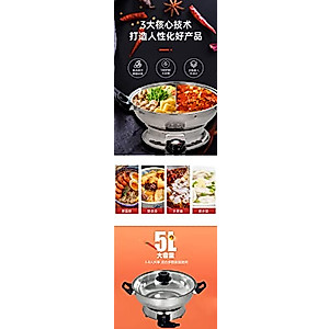 YONGXIN Electric Hot Pot JH-160B-30cm with Divider 304 Stainless Steel, 1400W Dual-Sided Shabu Hot Pot, 4 Liters