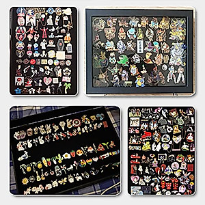 Pursuestar Black Dustproof Pin Display Case Shadow Box Frame with Hooks for Military Medal Jewelry Pin Badge Rings Necklaces Bracelets- 11x8 Inch