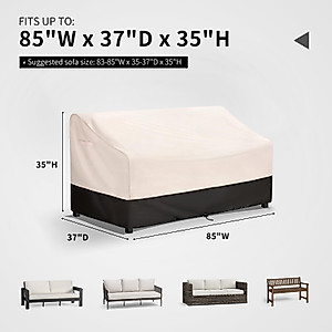 BOLTLINK Patio Furniture Covers Waterproof, Heavy Duty 3-Seater Outdoor Sofa Cover Fits up to 79W x 38D x 35H inches, White & Black