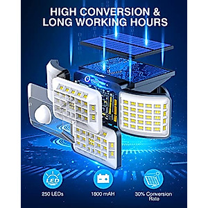 Solar Outdoor Lights, 250 LED 3 Modes Motion Sensor Lights, IP65 Waterproof Solar Motion Lights for Pathway Patio Yard Garden Porch, 2Pack