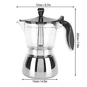 Fdit Classic Stovetop Maker, 6 Cups Stainless Steel Coffee Pot Italian Octagonal Household Brewing Cup Coffee Moka Pot