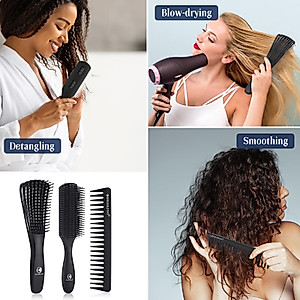 BRUSHZOO Hair Brush Set for Women, Men, and Kids - Detangling Brushes for Curly and Natural 3/4abc Hair, Wide Tooth Comb, Detangler Brush, and Hair Spray Bottle