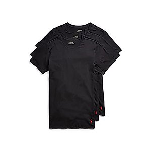 POLO Ralph Lauren Underwear Men's 3 Pack Slim Fit Crew Tees, Black, S