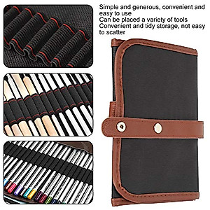 Pen Wrap Roll Pencil Case Multifunctional Sketch Colored Pencil Case Canvas Bag Pouch Painting Tools Storage Stationery School Supplies(48)
