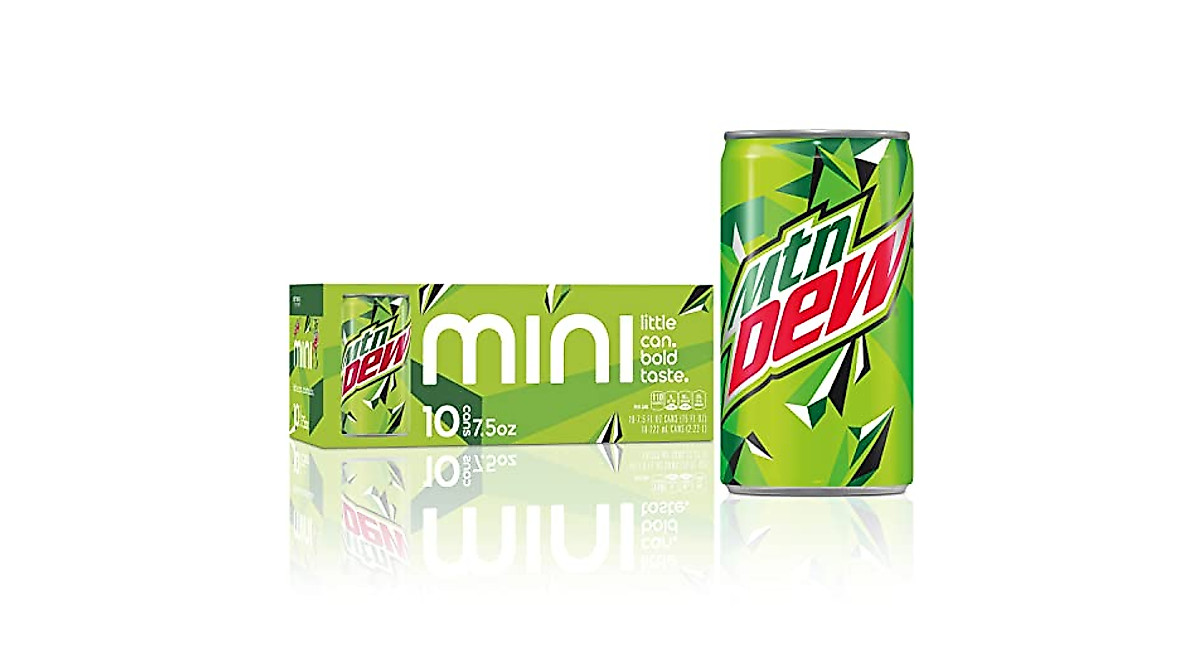 Mountain Dew Mini Cans: 10-Pack Soda for Refreshing Taste