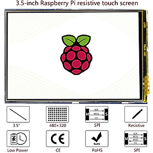 Bicool 3.5 inch Touch Screen TFT LCD for Raspberry Pi 4B/3B+/3B/2B/Zero/Zero W/Zero WH 480x320 Pixel XPT2046 Controller SPI Interface