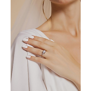 EAMTI 2CT 925 Sterling Silver Engagement Rings for Women Round Cut 3-Stone Promise Rings for Her Cubic Zirconia CZ Wedding bands Size 7