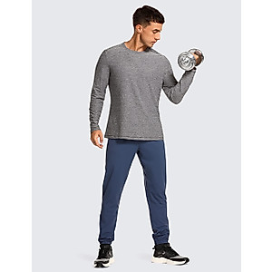 CRZ YOGA Men's Lightweight Long Sleeve T-Shirts Slim Fit Crew Neck Quick Dry Soft Athletic Workout Tee Tops Platinum Heather X-Large