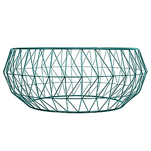 LeisureMod Malibu Modern Geometric Base Round Glass Top Coffee Table, Blue