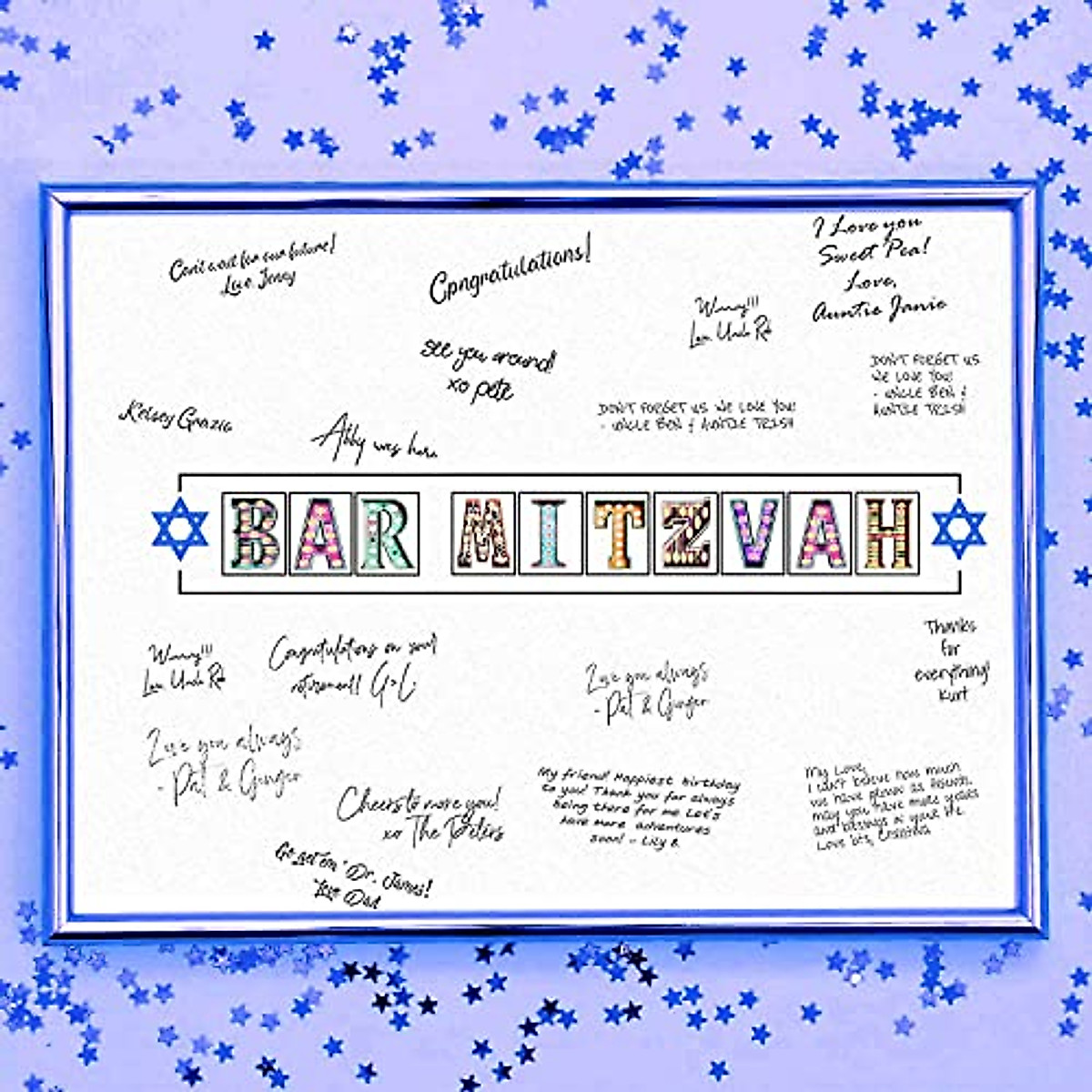 Bar Mitzvah Birthday Party Decorations Signature Card Supplies Or Creative Gifts - Bar Mitzvah Sign In Board Guest Book 11x17 Inch“Unframed” Wall Art Poster Birthday Keepsake Sign For Boy Girls