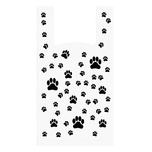 Outus 50 Pieces Paw Print Bags Doggie Treat Bag Bulk Plastic Paw Bag Pet Gift Bags for Party Favor Goodie Candy Grocery Shopping, 14 x 7.6 x 4.8 Inch