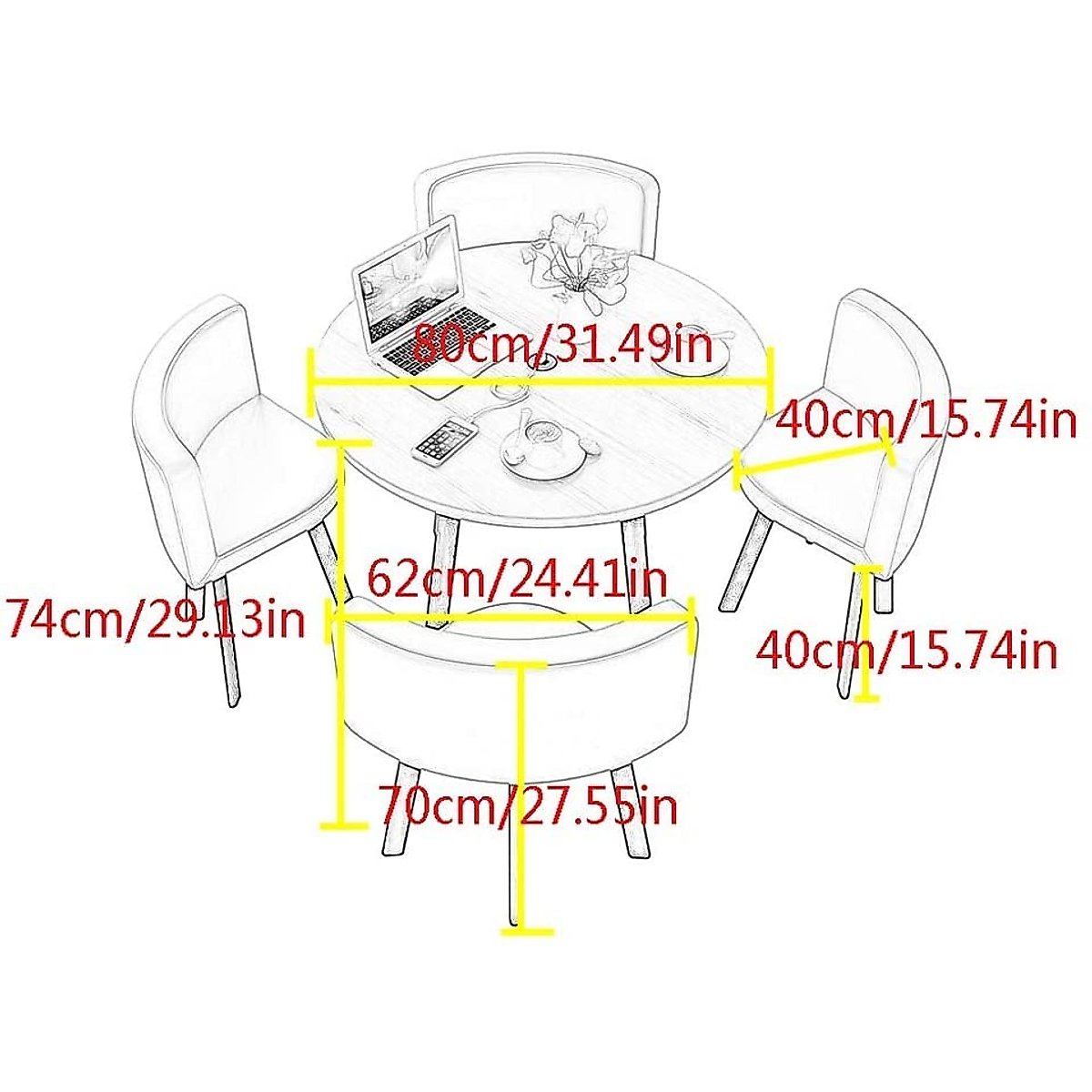 Office Reception Round Table- Office Table and Chair Set Reception Coffee Table, Living Room Table and Chair Set Balcony Restaurant Combination Table Simple Modern Small Round Table Reception Business