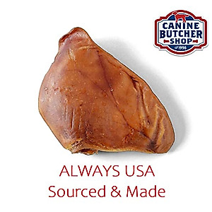 Canine Butcher Shop Always USA Made Pig Ears for Dogs, All Natural, Sourced in USA Pig Ears, Digestible Pork Dog Chew Treat (30-Pack)