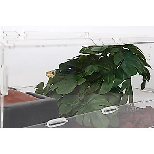 WOLEDOE Reptile Plants for Terrarium, Ball Python Tank Decor Accessories fit Bearded Dragon Crested Leopard Gecko Lizard Chameleon Snake Frog Tortoise Hermit Crab - Fake Monstera