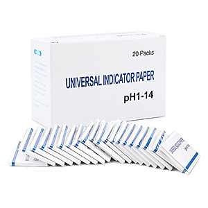 20 Pack pH Test Strips. 1600 Strips Universal pH 1-14 Test Paper, for Teaching, Chemical Experiments, Saliva, Urine, Water and Soil pH Monitoring