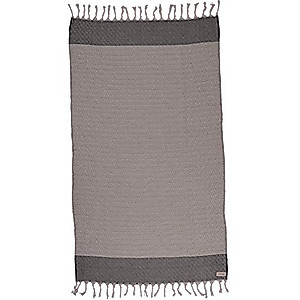 Bersuse 100% Cotton Hierapolis XL Throw Blanket Turkish Towel - 60x95 Inches, Black