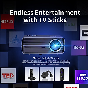 Projector with WiFi and Bluetooth, ASAKUKI Native 1080P 4K Support 450 ANSI Outdoor Movie Proyector, Indoor Home Theater Video Projector w/Portable Bag, Compatible with TV Stick/Phone/iPhone/Laptop