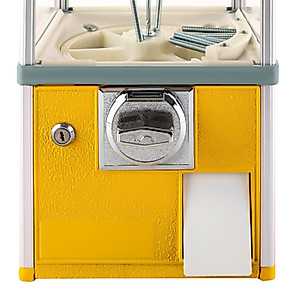Yellow Vending Machine with Lock, Candy Gumball Machine, Large exit with Baffle, Suitable for 1.77-1.97 inches of Capsule, for Retail Stores, Game Stores, Park