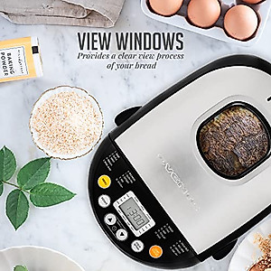 OVENTE Bread Maker Machine with Gluten Free Setting, 19 Preset Menu, Digital Display and Nonstick Baking Pan, Perfect for Homemade Loaf, Sourdough, Wheat, Dough, Black BRM5020B