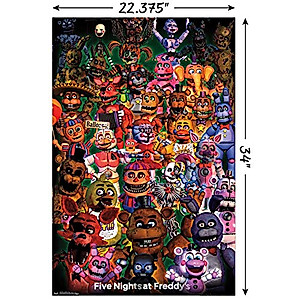 Trends International Five Nights at Freddy's - Ultimate Group Wall Poster, 22.375" x 34", Poster & Mount Bundle
