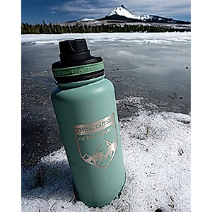 Tempercraft 32 oz Vacuum Insulated Sport Bottle | Custom Laser Engraved Options | Stainless Steel, Double-Walled, Wide Mouth (River - Blank)