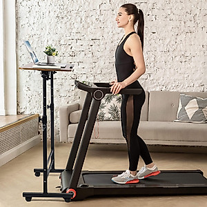 Small Standing Desk Adjustable Height,Rolling Computer Desk,Mobile Standing Desk with Wheels,Portable Stand Up Desk,Tall Computer Table,Adjustable Desktop Sit Stand Desk,Size 31.5x15.7 Inch Brownish C