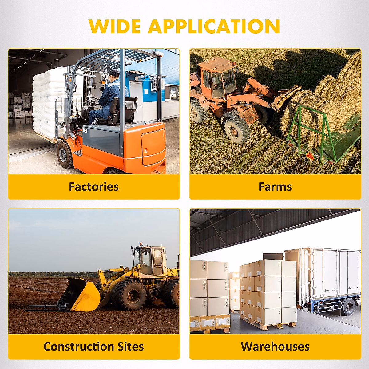 CREWORKS 60" 2000lbs Pallet Forks with Adjustable Stabilizer Bar, Clamp on Pallet Forks for Tractor Loader, Quick Attach Tractor Bucket Lifting Forks, Skid Steer Accessories