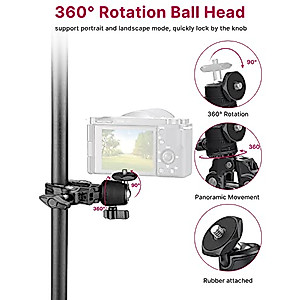 Camera Clamp Mount Accessories for Gopro - ULANZI R099 Super Clamp Ball Head Mount 1.5kg/3.3lb Loading Metal Bike Motorcycle Handlebar Attachments for DSLR Gopro Hero 5/6/7/8/9/10/11 Black/Insta 360