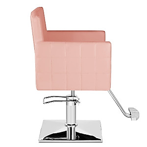 Paddie Hydraulic Salon Chair for Hair Stylist, 360 Degrees Rolling Swivel Barber Chairs All Purpose Beauty Spa Equipment, Max Load Weight 330 Lbs (Pink)