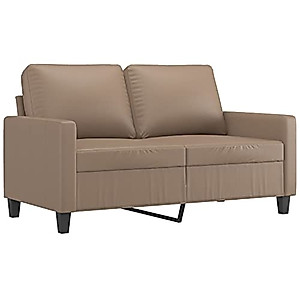GOLINPEILO Modern Loveseat Sofa Couch 2-Seater Sofa, Small Upholstered Sofa for Bedroom, Apartment, Office,Small Spaces, Cappuccino 54.3"x30.3"x31.5" Faux Leather -AA